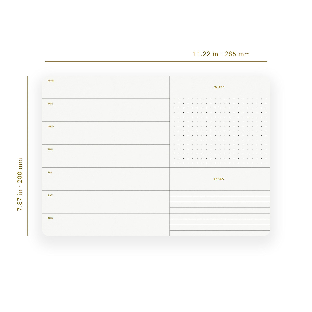 Pinesman - Elegant Undated Week Planner Pad, Tear Off Sheets, Minimalist, Weekly To Do List Notepad, Daily Schedule Desk Planner - 11.22" x 7.87””, Eco-friendly, FSC™ Certified