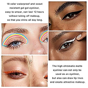 evpct 18 Colors Colored Retractable Matte Gel Eyeliners Eye liners Pencils Pen Set Multicolor for women, Red White Blue Silver Purple Pink Rainbow Waterproof Colorful Eyeliner Liner Color Pencil Set