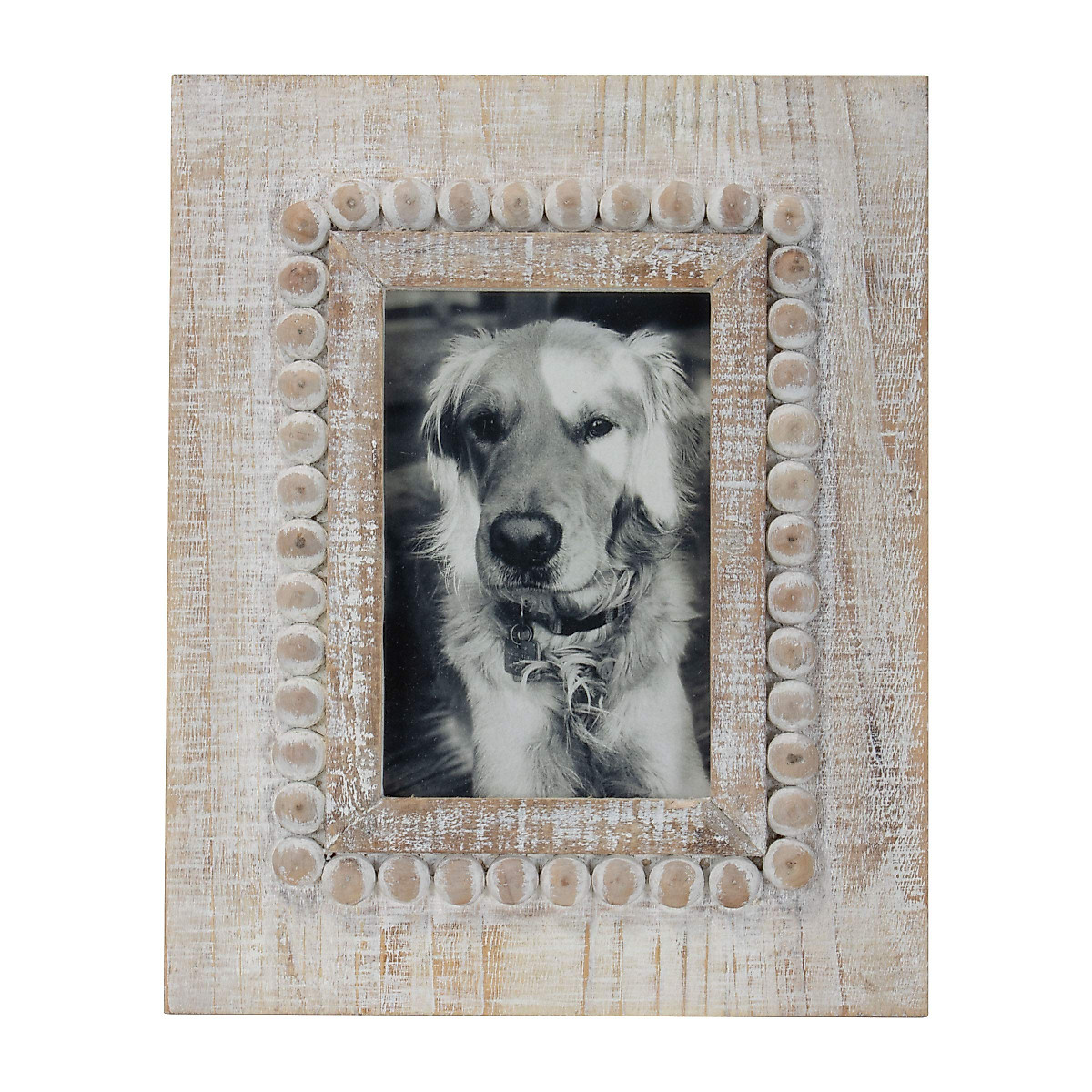 Foreside Home and Garden White Antique 4 x 6 inch Bead Decorative Wood Picture Frame (FFRD09927)