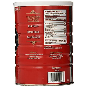 French Market Coffee & Chicory Medium-Dark Roast Ground Coffee, 12oz Can (Pack of 1)