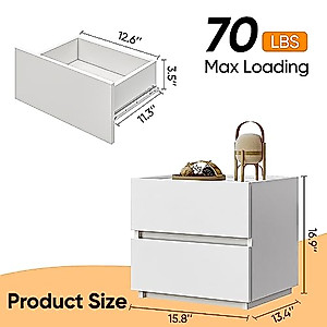 furtble Stackable 2 Drawer Dresser, Small Dresser for Closet, Modern Nightstand for Bedroom, End Table with Storage Drawer for Entryway, Beside Furniture Drawer Chest, 15.8 in, White