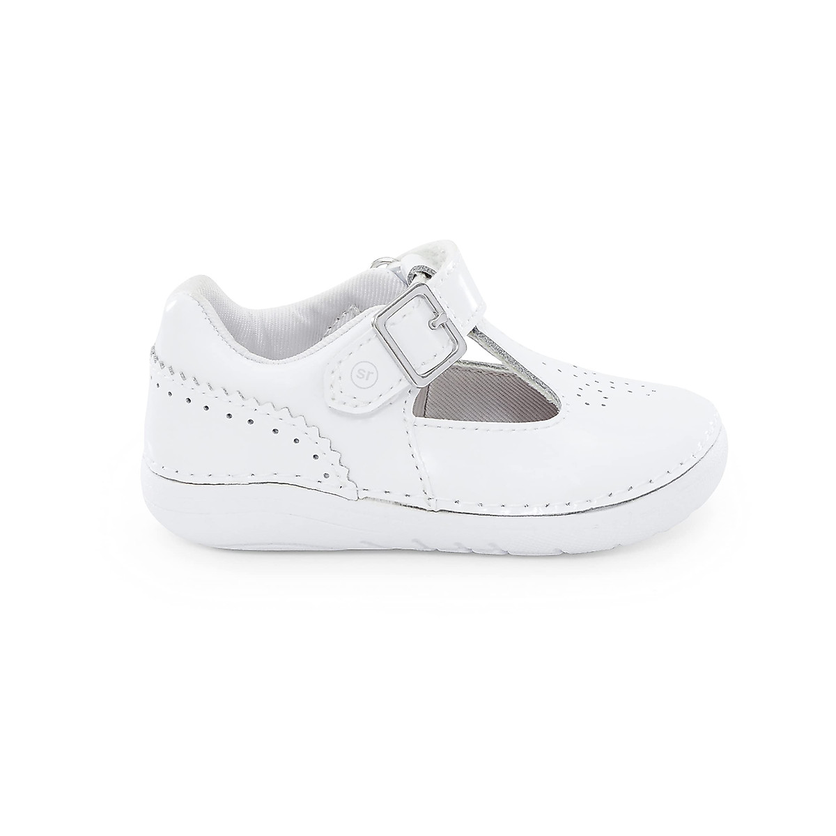 Stride Rite Baby Girls SM Lucianne Mary Jane Flat, White Patent, 3 Infant