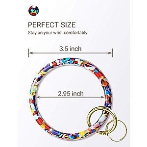Heesch Bangle Key Ring Bracelet Keychain Key Ring Bracelet for Women, Acetate Circle Keyring for Wrist (Multi Color)