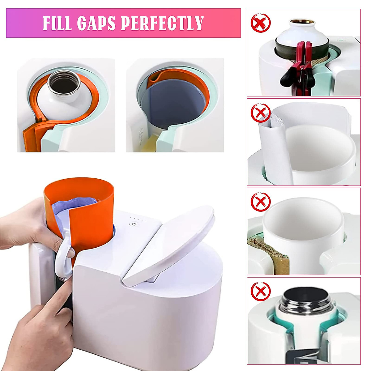 QUUREN Sublimation Tumbler Wrap Compatible with Cricut Mug Press Accessories 3 Thicknesses Silicone Mug Wrap for Tumbler Heat Press Attachment for Sublimation Tumblers Blanks Products 9.8 x 4.7"