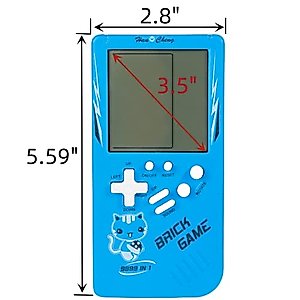 Nbguigdstr Brick Game Console,Retro Handheld Game Console,3.5-inch Large Screen Tank/Racing/Building Block Game,Built-in 23 Games(Blue)