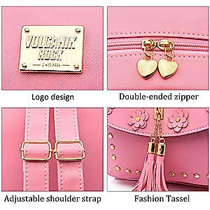 VOLGANIK ROCK Girls Cute Tassel Mini Backpack Purse kawaii Leather Small Daypack for Teens Gift Ideas School Bag