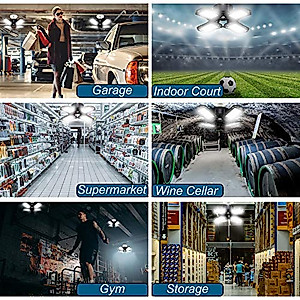 Garage Lights Ceiling LED, Deformable Garage LED Bulb Light 120W 12000 Lumen E26 with 4 Adjustable LED Panels for Shop Light Warehouse, Barn, Workshop and Yard (NO Motion Activated) (Aluminum(1 Pack))