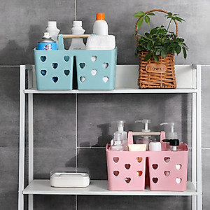 Anyoifax Portable Shower Caddy Plastic Shower Basket Organizer Divided Bathroom Caddy Storage Cleanning Caddy Tote with Handle for College, Dorm Room, Kitchen, Pink