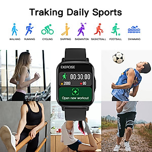 Bemtava Smart Watch, Smartwatch for iPhone Android Phones with Call Message Reminder, 1.7 inch DIY Watch Face Fitness Tracker with Heart Rate/Sleep Monitor, GPS Sports Tracking for Women Men Kids