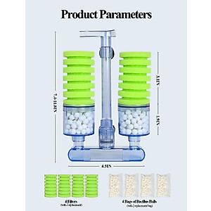 UPETTOOLS Aquarium Biochemical Sponge Filter, Ultra Quite Aquarium Air Pump Double Head Bio Sponge Fish Tank Foam Filter