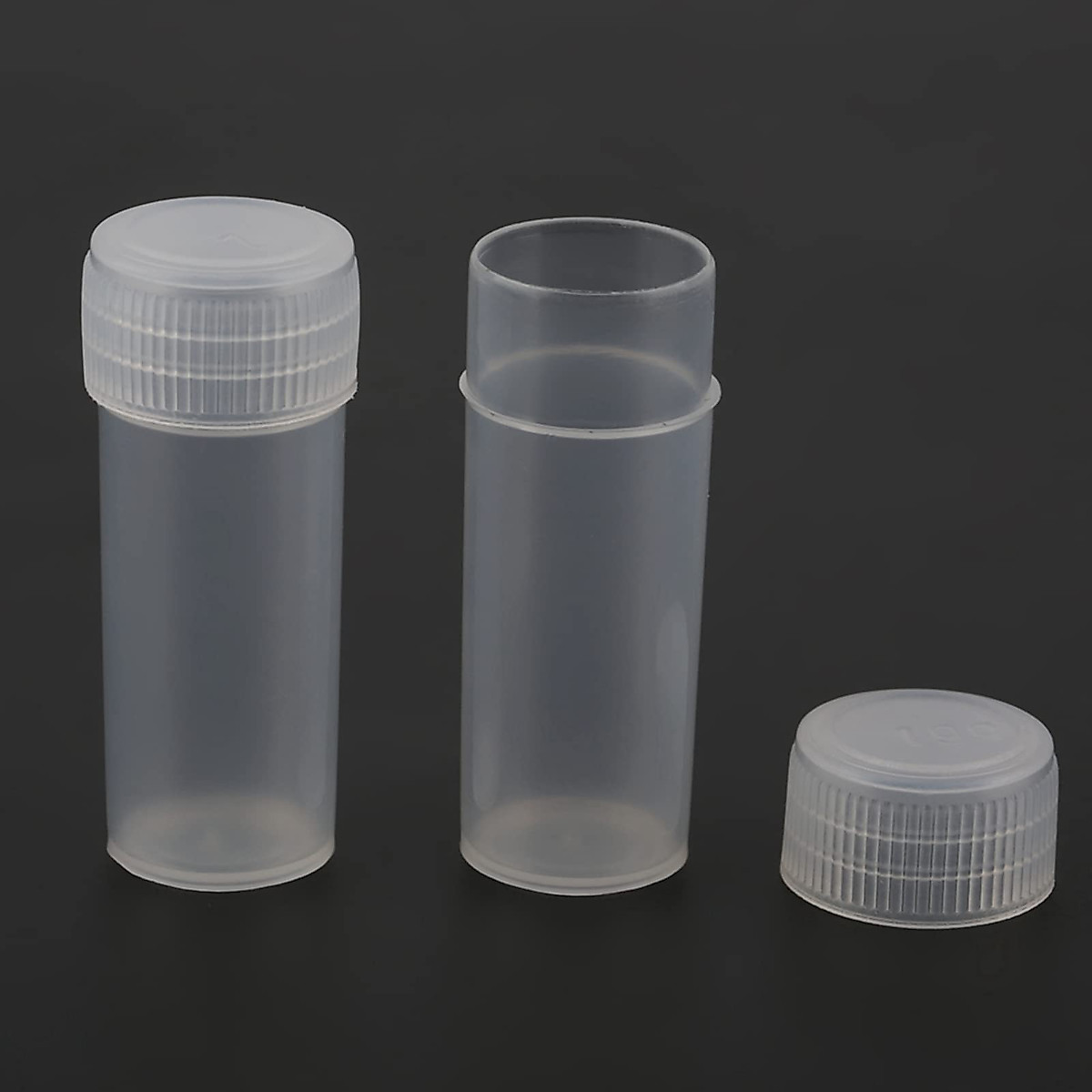 Hilitand 50Pcs 5ml Volume Plastic Sample Bottles Small Storage Container Test Tube Vial Storage Container 15mmx40mm/0.59x1.57inch