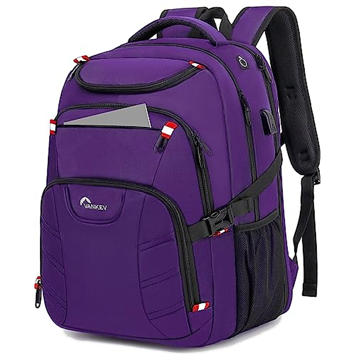 VANKEV Travel Backpack, Extra Large Laptop Backpack for Women Men，School College Business Work Bookbag Anti Theft TSA Approved Computer Bag Fits 17 Inch Laptop with USB Charging Port(Purple)