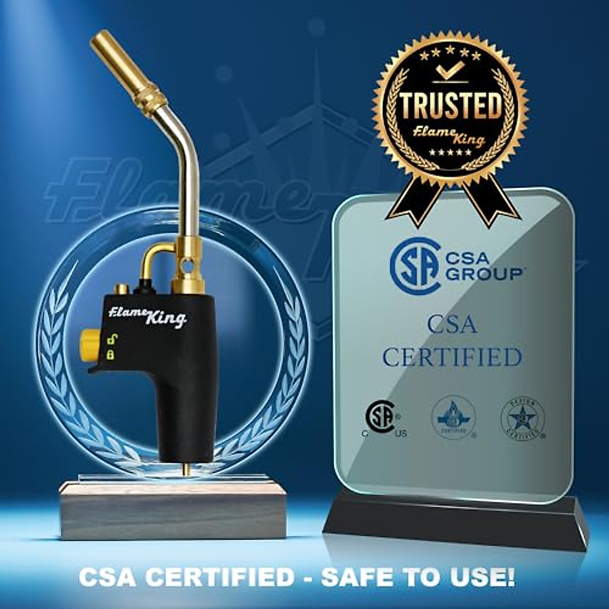 Flame King FK4500CGA High Intensity Propane Torch Head for Soldering, Brazing, Plumbing, Lighting Charcoal/Fire Pits, Compatible with 1LB Cylinders, MAPP, and MAP-PRO