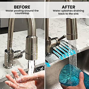 Sponge Holder for Kitchen Sink | Upgraded 5 Degree Slope | 14.6 x 5.5 in | Silicone Faucet Mat | Splash Guard | Faucet Drip Catcher Tray | Dish Sponge Holder | Accessories Gadgets and Protectors