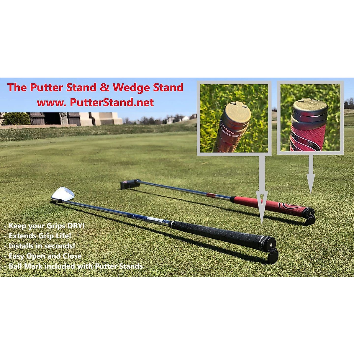 Golf Chipper and Putter Prop Stands – Hinged Putter Stand Cap Keeps Golf Club Shafts Off Ground – Putter Holder by HD Products (Ovesized)
