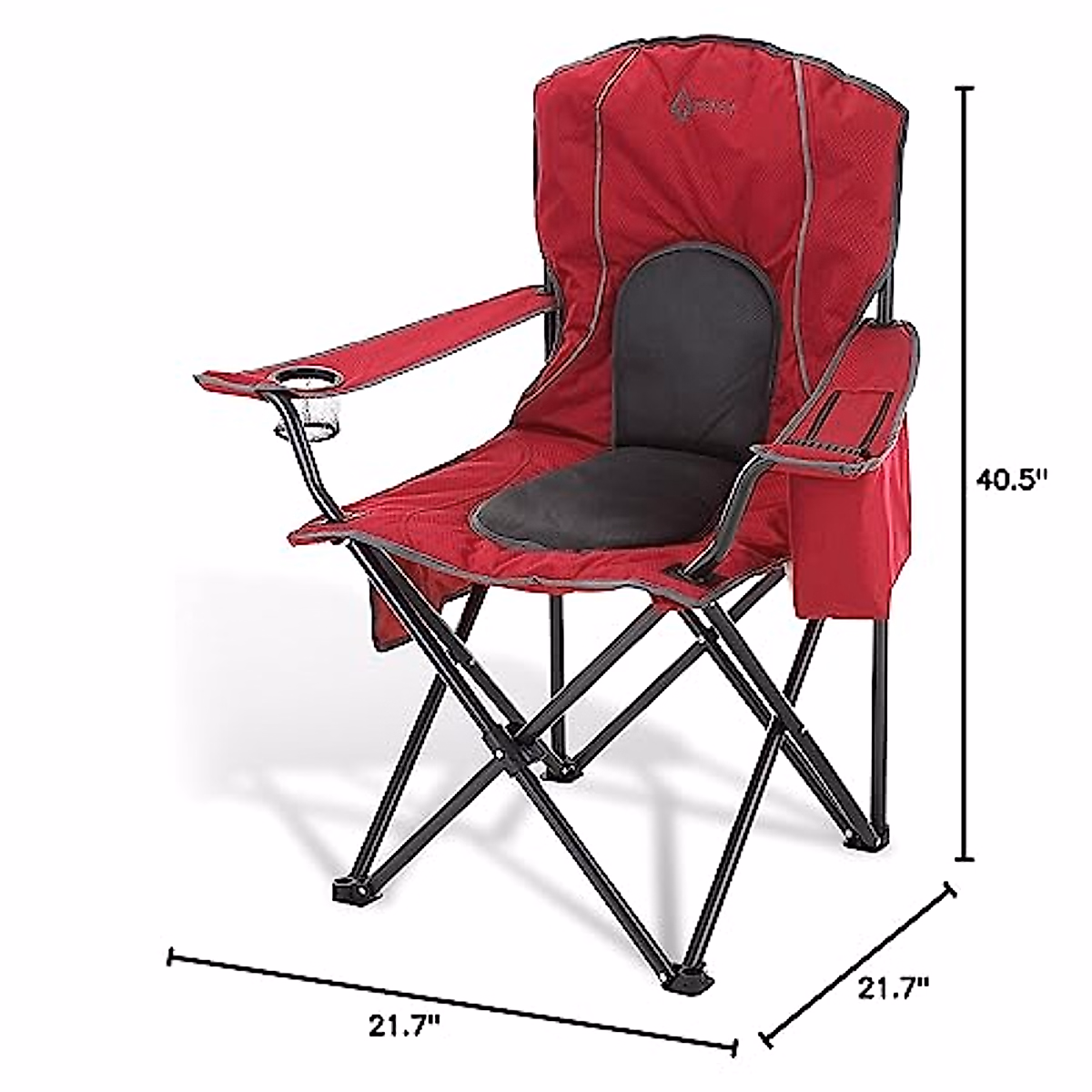 ARROWHEAD OUTDOOR Portable Folding Camping Quad Chair w/ 4-Can Cooler, Cup-Holder, Heavy-Duty Carrying Bag, Padded Armrests, Supports up to 330lbs, USA-Based Support