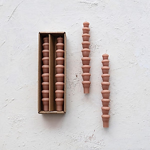 Creative Co-Op Unscented Acorn Shaped Taper Candles in Box, Tan, Set of 2