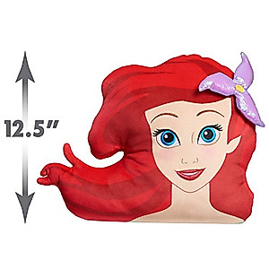Disney Princess Character Head 12.5-Inch Plushie Ariel, The Little Mermaid, Soft Pillow Buddy Toy for Kids, Kids Toys for Ages 3 Up by Just Play