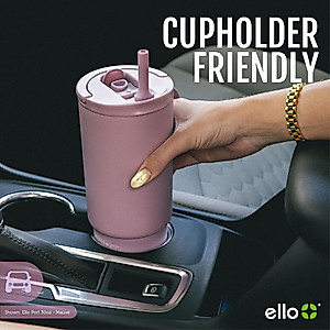 Ello Port 30oz Tumbler with Carry Loop & Integrated Handle, Vacuum Insulated Stainless Steel Reusable Water Bottle, Travel Mug with Leak Proof Lid & Straw, Perfect for Iced Coffee & Tea, Halogen Blue