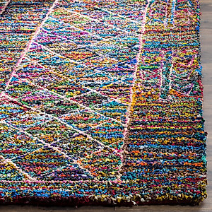 SAFAVIEH Nantucket Collection Area Rug - 8' x 10', Multi, Handmade Boho Cotton, Ideal for High Traffic Areas in Living Room, Bedroom (NAN402A)