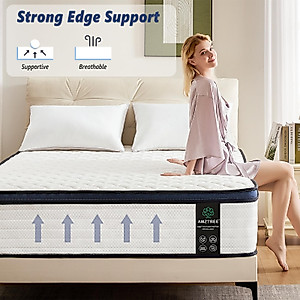 Queen Mattress,14 Inch Hybrid Mattress in a Box with Gel Memory Foam, Individually Wrapped Pocket Coils Spring, Pressure Relief & Edge Support, CertiPUR-US Certified,Medium Firm