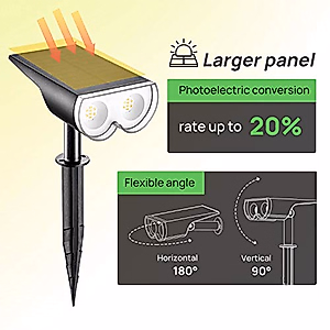 Linkind StarRay Solar Outdoor Lights, IP67 Waterproof Solar Landscape Spotlights, 16 LEDs Solar Lights for Yard Garden Driveway Porch Walkway, Auto On/Off 3000K 2-in-1 Solar Wall Lights, 2 Pack