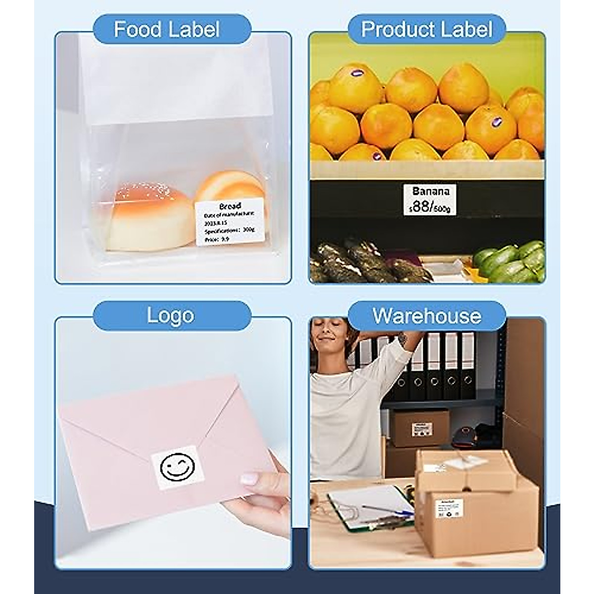 CLABEL Barcode Label Printer, 221B Bluetooth Thermal Label Maker Printer for Addresses, Business, Clothing, Labeling, Mailing, Compatible with Android & iOS System, with 1 Roll Label