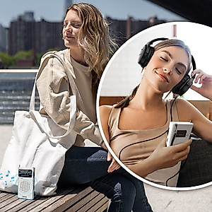 Benss Small Radios Portable AM FM, Transistor radios 2AA Battery Operated with Best Reception, Radio with Speaker & Headphone Jack, Pocket Radio for Indoor, Outdoor and Emergency Use(White)