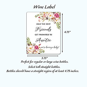 FRIENDS Pregnancy Announcement Wine Labels ● SET of 4 ● Only the Best FRIENDS Get Promoted to AUNTIE Labels, Aunties, Pregnancy Reveal Wine Bottle Label WATERPROOF (Blush Rose)