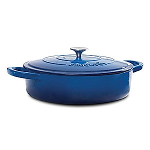 Crock Pot Artisan Enameled Cast Iron Braiser W/Lid, 5 Quart, Sapphire Blue