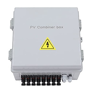 8 Strings PV Combiner Box, IP65 Solar Combiner Box with 10A Fuse, 80A DC Breaker, Lightning Arrestor and Solar Connector, for Off Grid Solar Panel System