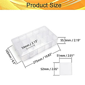Juvielich Clear Plastic Organizer Box, 15 Grids Storage Container Jewelry Box with Adjustable Dividers, for Beads Art DIY Crafts Jewelry Fishing Tackles 11.02"x6.69"x2.17"(LxWxH)