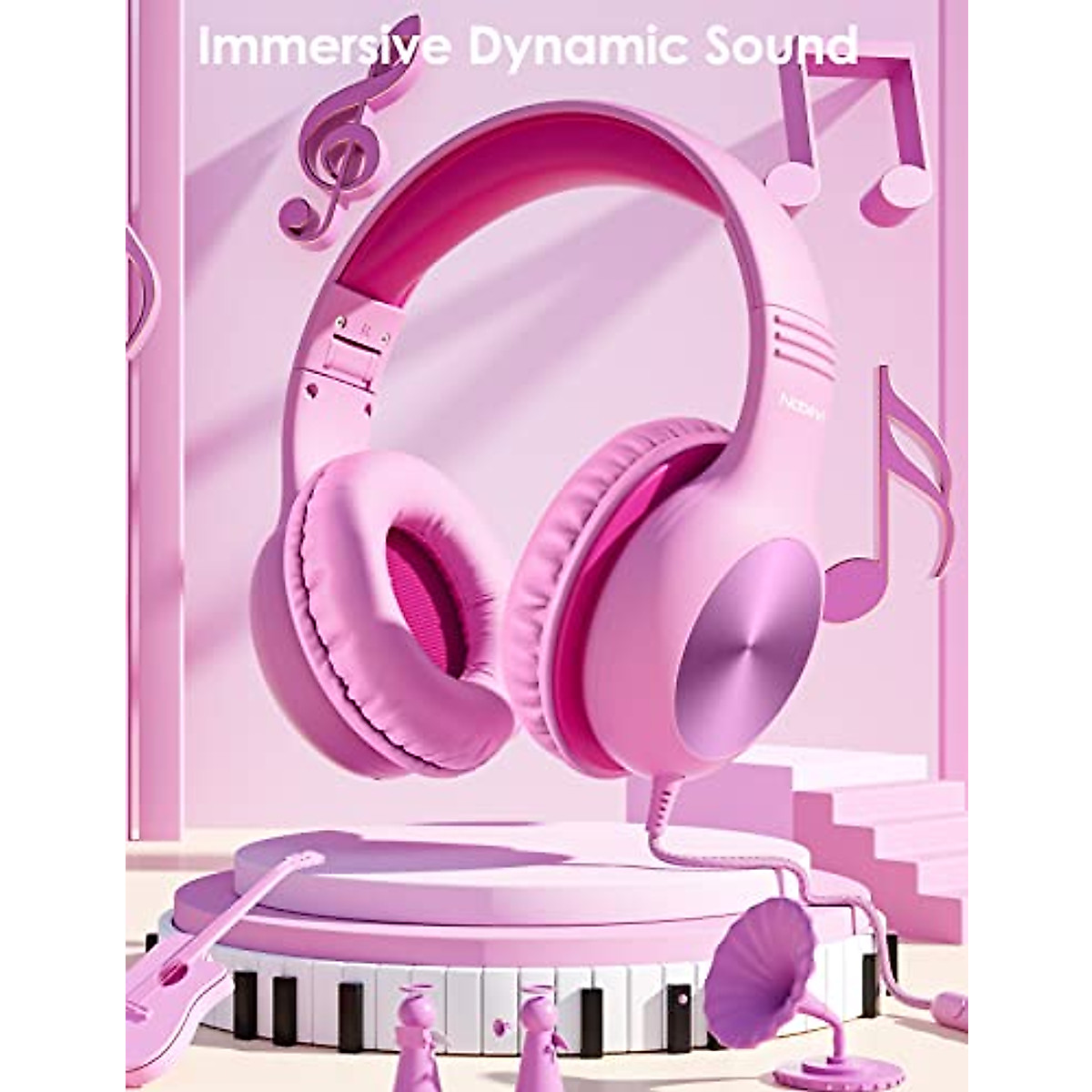 Nabevi Kids Headphones with Microphone, Over-Ear Headphones for Kids Boys Girls