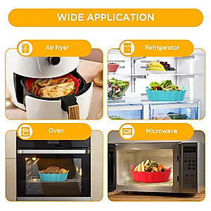 Haphiz 2PCS Silicone Air Fryer Liners Pot 8 Inch Reusable Air Fryer Oven Accessories Silicone Basket Bowl Round Heat Resistant Washable Replacement of Parchment Paper Liners for 3 to 5 QT Air Fryer