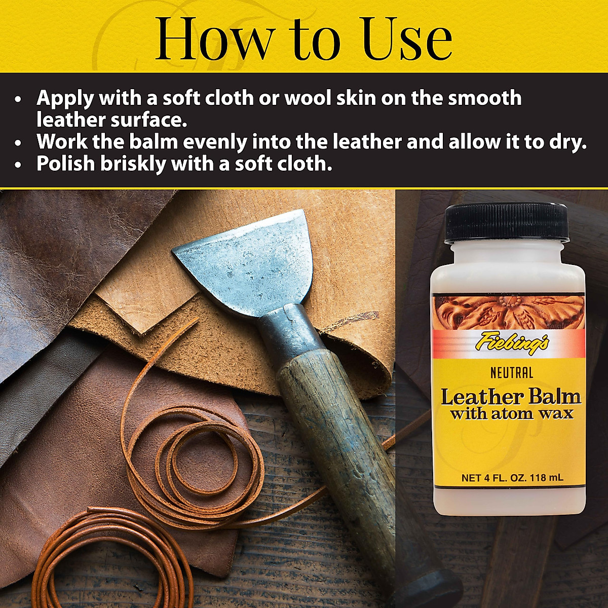 Fiebing's Leather Balm with Atom Wax Neutral, 4 oz