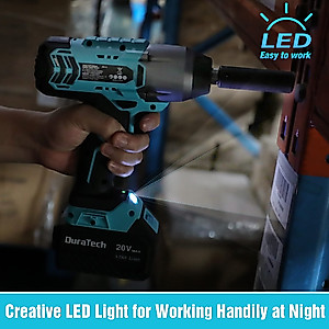 DURATECH Cordless Impact Wrench - Gifts for Dad, 20V Impact Gun, 1/2'' Drive, 330 Ft/lbs Max Torque, with 4 Impact Sockets, 4.0Ah Large Capacity Battery and Fast Charger Included, Great Gifts