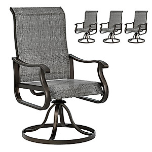 UDPATIO Patio Swivel Dining Chairs Set of 4, Outdoor Swivel Chairs High Back with All Weather Textilene Metal Rocking Frame for Lawn Garden Backyard, Dark Gray