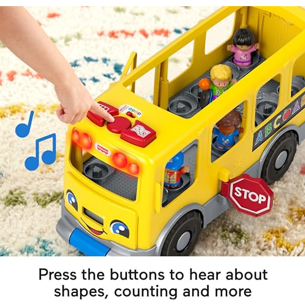 Fisher-Price Little People Toddler Learning Toy Big Yellow School Bus with Lights Sounds & Smart Stages, 4 Figures, Ages 1+ Years