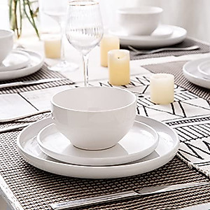 AmorArc Ceramic Dinner Plates Set of 6,10.5 inch Large Stoneware plates for Kitchen,Dinnerware Dishes set- Microwave,Dishwasher Safe,Scratch Resistant-White