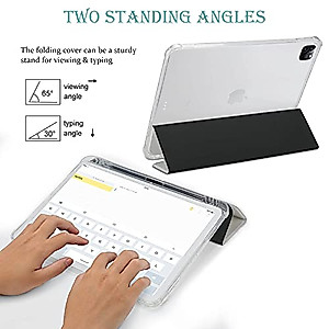 Hand Drawn Waves Tablet Case Compatible with iPad Pro 2021 11 Inch with Pencil Holder Slim Lightweight Three Fold Tablet Case Cover