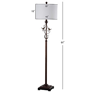 SAFAVIEH Lighting Collection Birdsong Traditional Rustic Farmhouse Oil-Rubbed Bronze 61-inch Living Room Bedroom Home Office Standing Floor Lamp (LED Bulb Included)