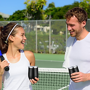 Sieral 40 Pack Insulated Wine Tumbler 12 oz Stainless Steel Wine Glasses Bulk with Lids Straws Double Wall Vacuum Cups Stemless Coffee Cup Nurse Week Gift for Coworker Lover(White)