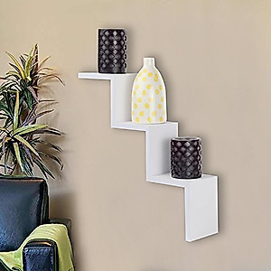 ARAD White 3 Steps Ladder Type Shaped Wall Shelf