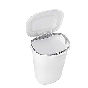 Rubbermaid Touch Top Lid Trash Can for Home, Kitchen, and Bathroom Garbage, 13 Gallon Garbage Can, Waste Basket, White