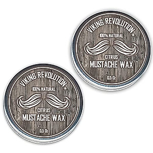 Viking Revolution Mustache Wax 2 Pack - Beard & Moustache Wax for Men - Strong Hold Helps Train Tame & Style (Citrus, 2 pack)