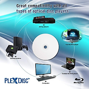 PlexDisc Water Resistant Glossy White Inkjet Printable BD-R 6x 25GB Blu-ray, 25 Disc Spindle