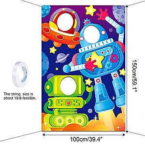 DPKOW Kids Robot Party Prop - Funny Robot Face Photo Banner for Boys' Space-Themed Birthday Party Decorations