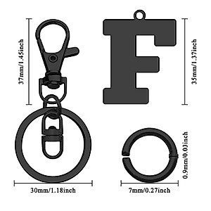 Alphabet Initial Letter F Keychain Black Letter A-Z Keychain for Women Men Girl Inspiration Gifts for Girlfriends Boyfriends Mother Father Brother Keychain Accessories for Handbag Initial Key Ring