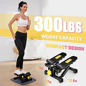 Steppers for Exercise at Home, Mini Stair Stepper with Resistance Bands, Portable Stair Climber Fitness Exercise Equipment for Home Workout, More Than 300lbs Weight Capacity
