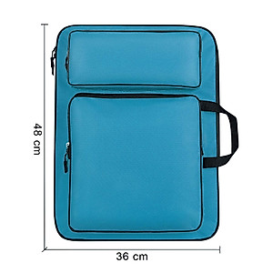 HAOZAIKEJI A3 Artist Portfolio Carry Case Bag Portable Waterproof Canvas Shoulder Bag Painting Pad Backpack for Sketching Painting Art Supplies with Shoulder Straps & Carry Handle